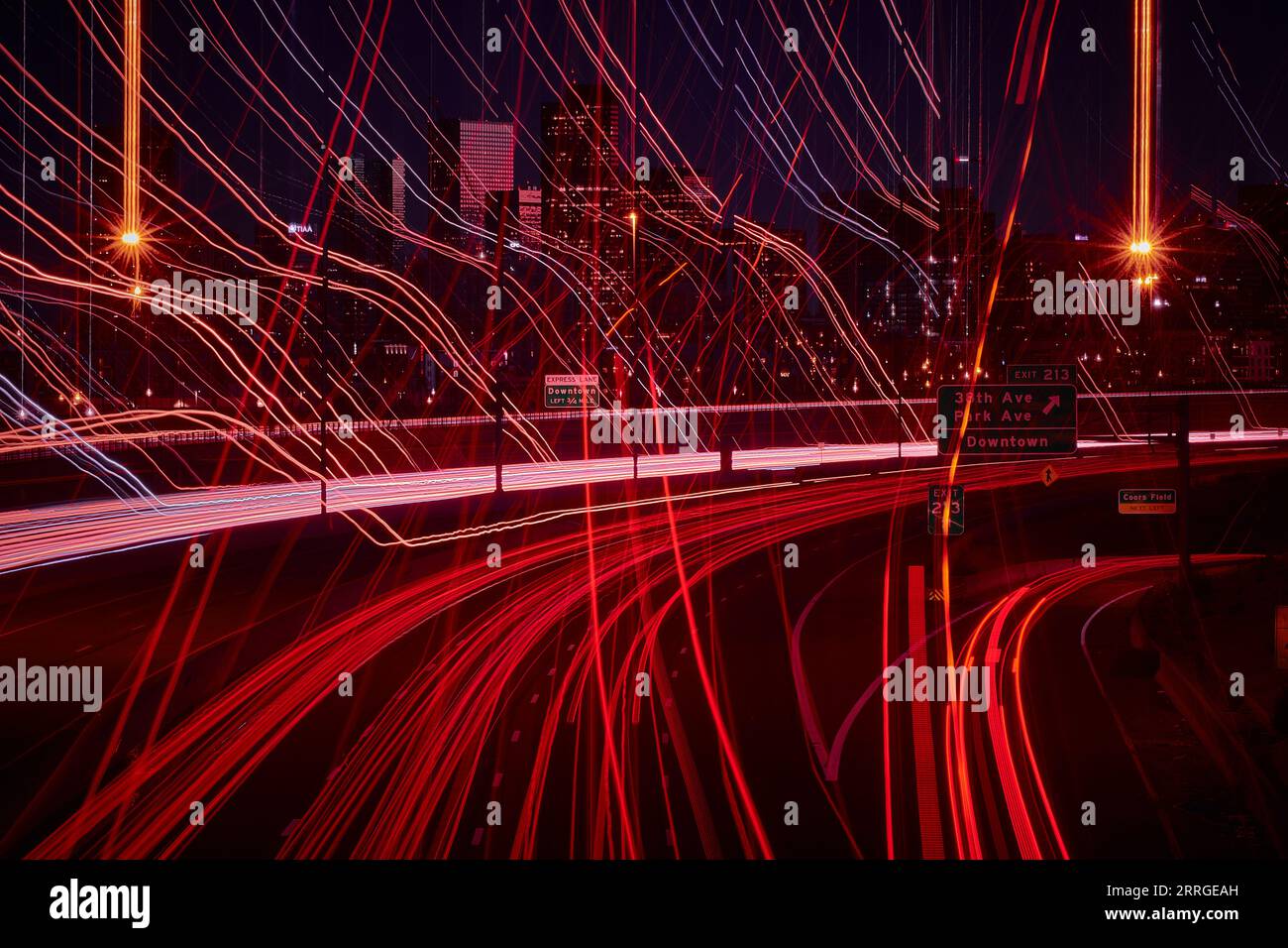 Denver skyline & highway 25 Stock Photo - Alamy