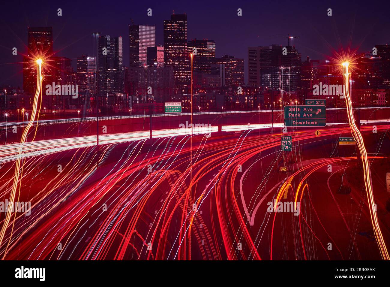 Denver skyline & highway 25 Stock Photo - Alamy