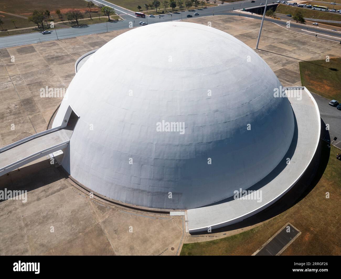 Beautiful aerial view to round modern architecture white museum Stock ...