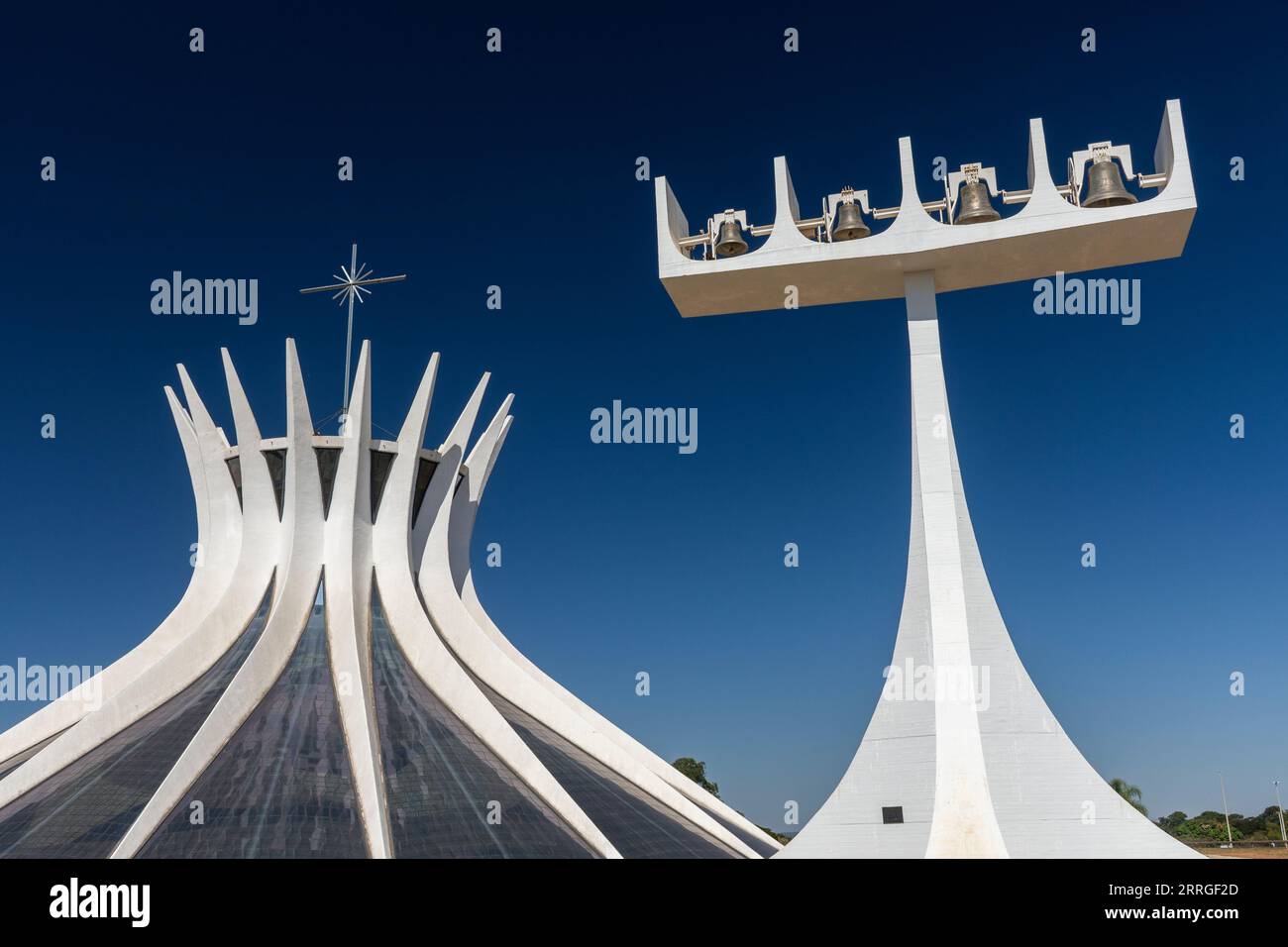 Beautiful view to modern architecture cathedral building bell tower ...