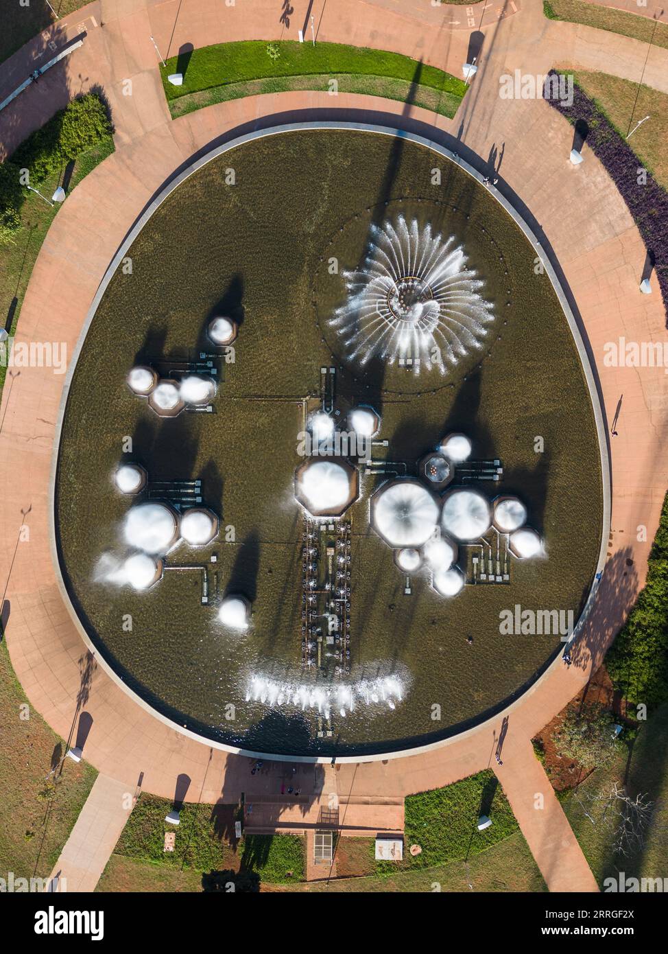 Beautiful aerial view to water fountain in public garden Stock Photo ...