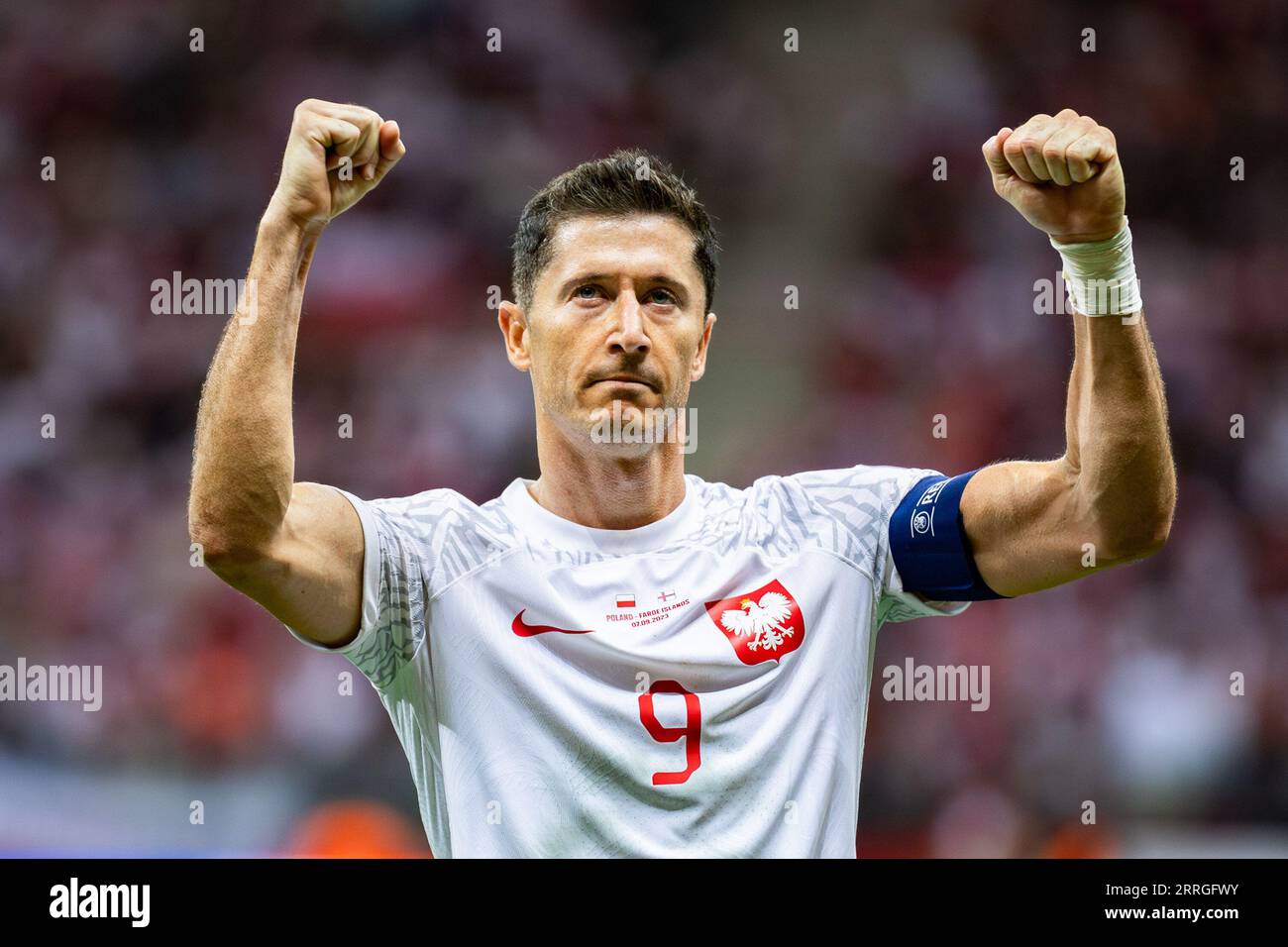 Warsaw, Poland. 07th Sep, 2023. Robert Lewandowski of Poland celebrates ...