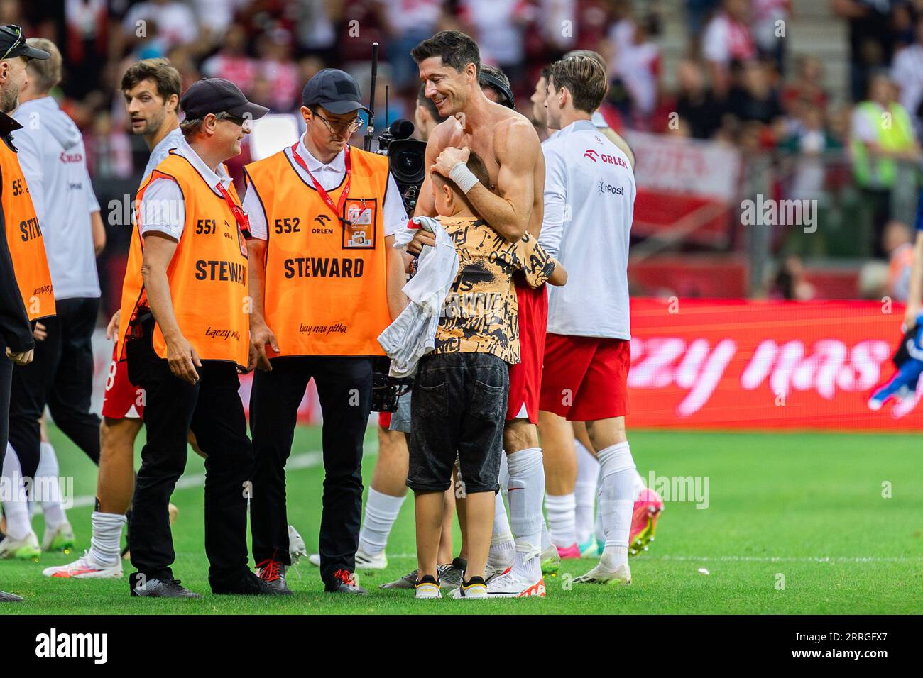 Warsaw, Poland. 07th Sep, 2023. Robert Lewandowski gives the match t ...