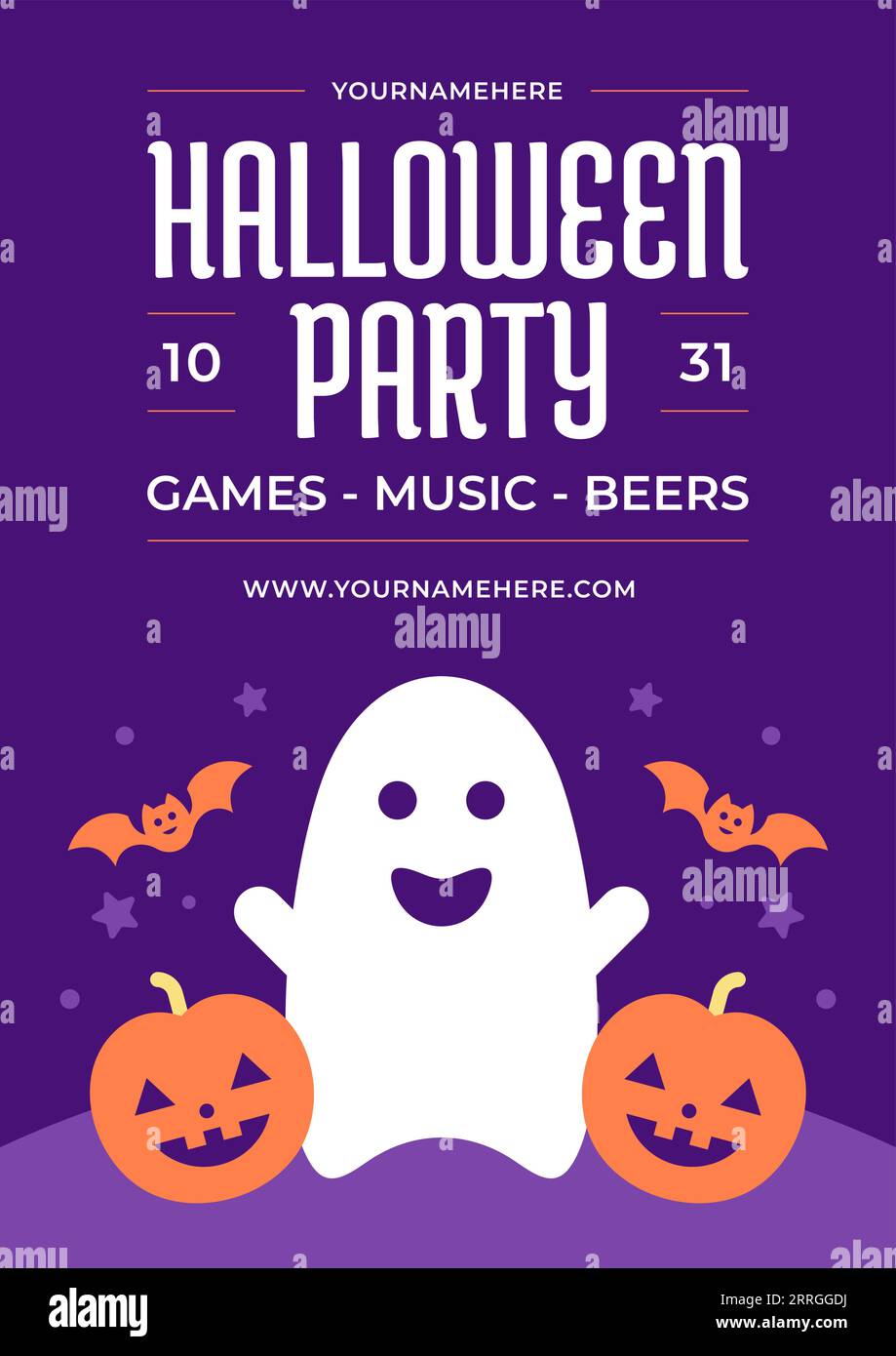 Halloween kids music party creepy holiday celebration flyer poster ...