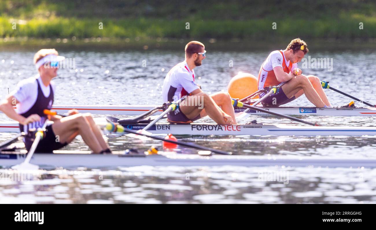 BELGRADE - Simon van Dorp in action in the semi-final single skiff ...