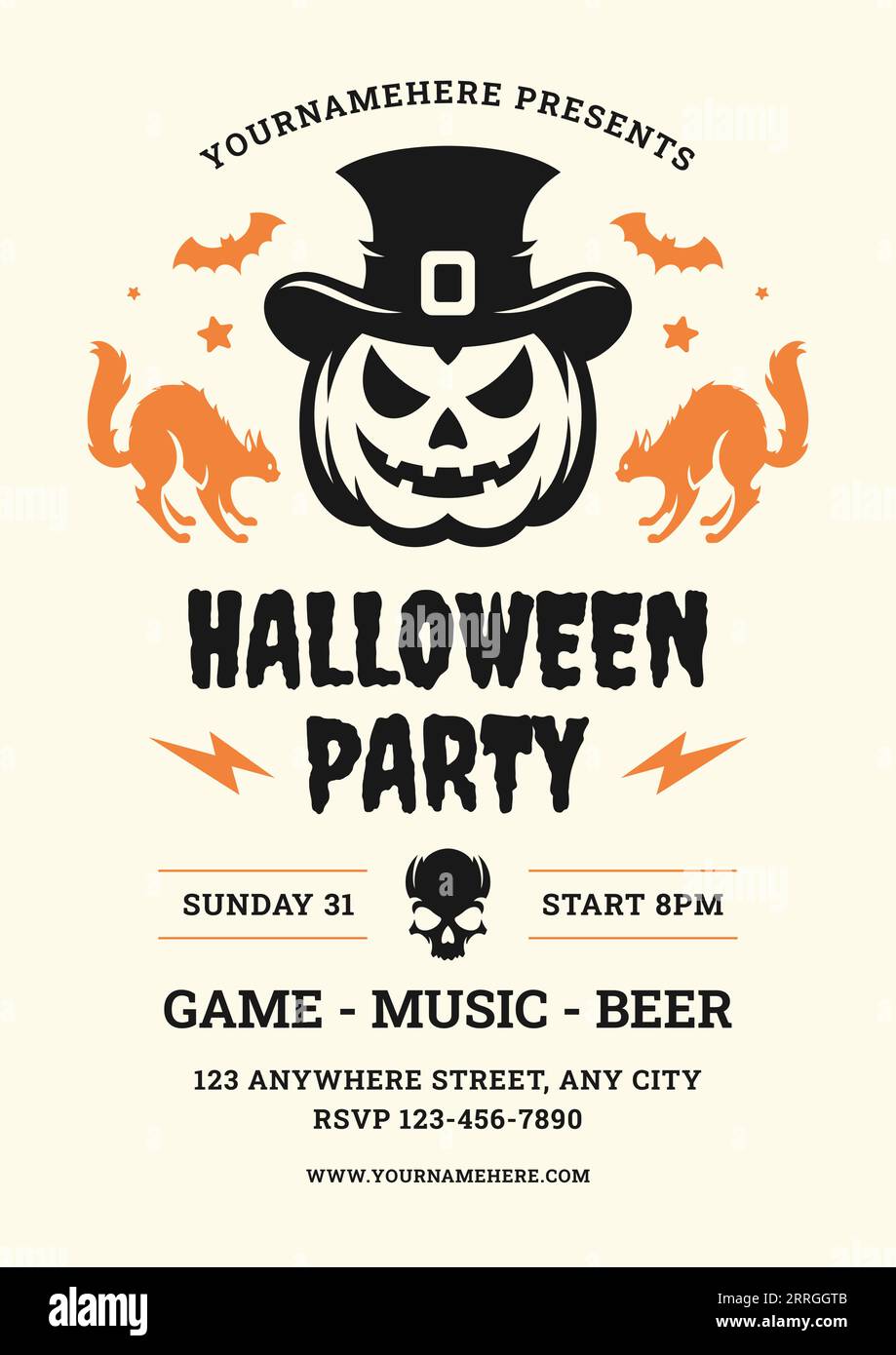 Halloween music night party flyer design template retro promo poster ...