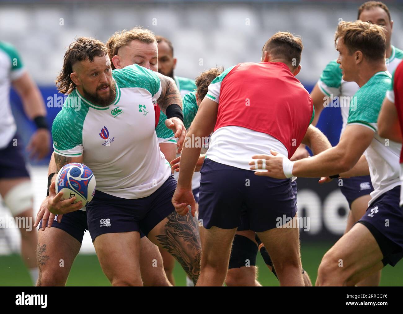 Ireland's Andrew Porter (left) during the captain's run at the Stade de ...