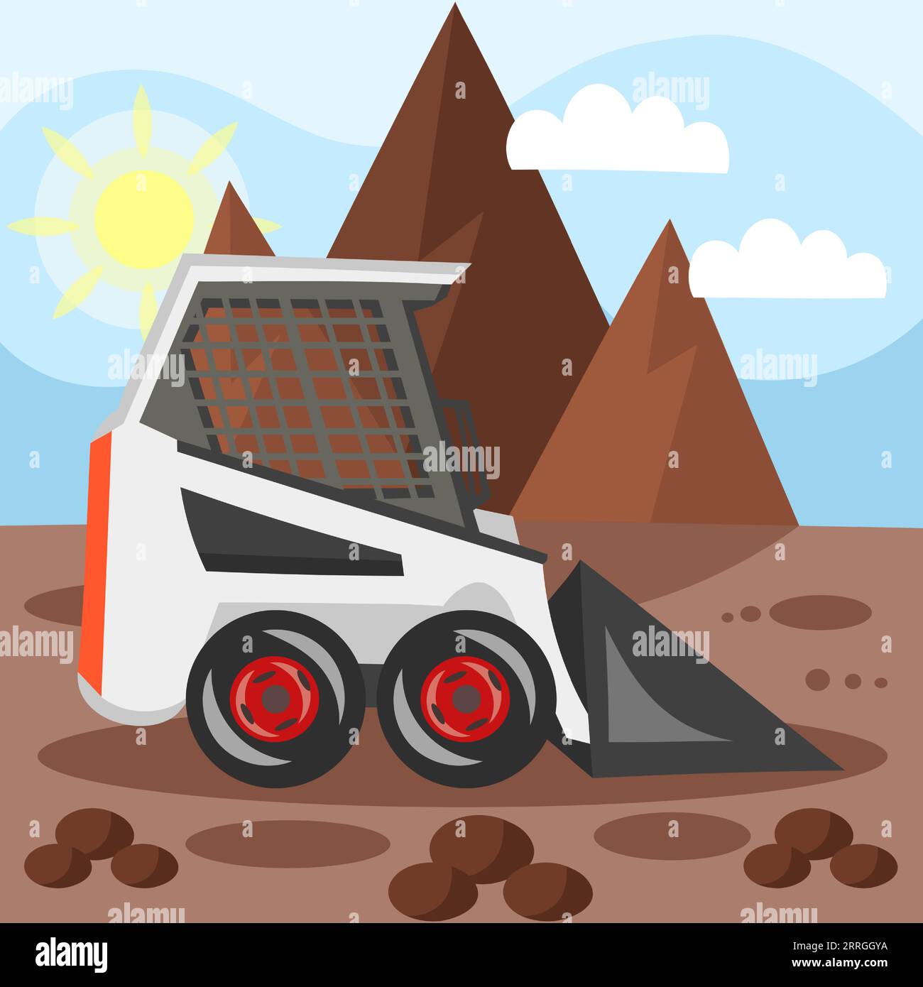 BobCat loader on building plot during landscaping, construction and ...