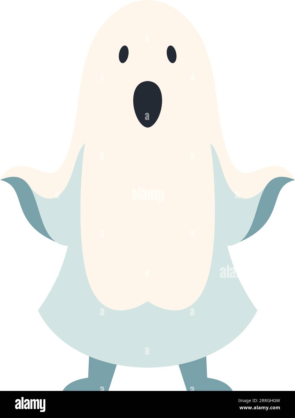 Funny screaming ghost Halloween creepy character kids icon vector flat ...