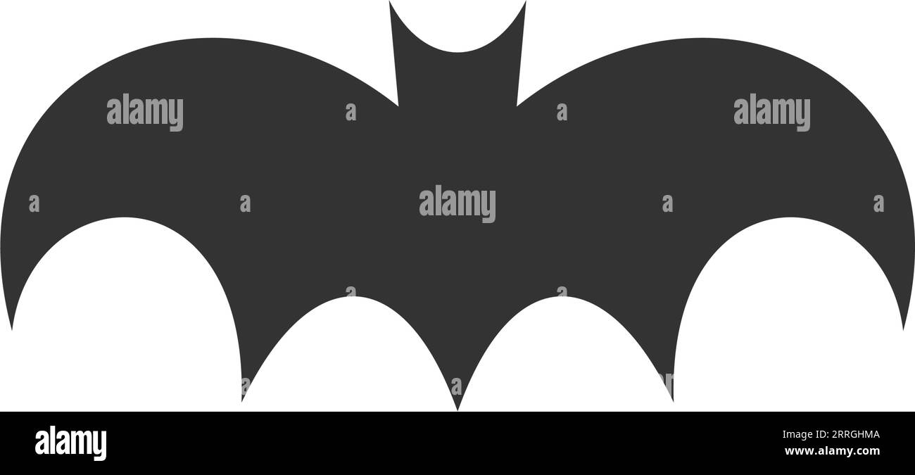 Black flying bat silhouette Halloween scary wild animal minimalist icon ...