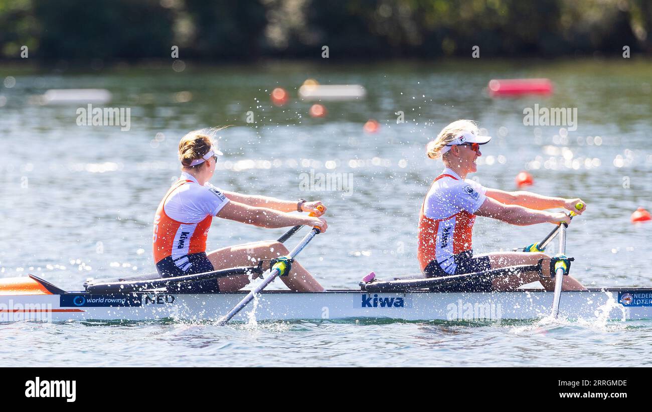 BELGRADE - Nika Johanna Vos and Lisa Scheenaard in action in the semi ...