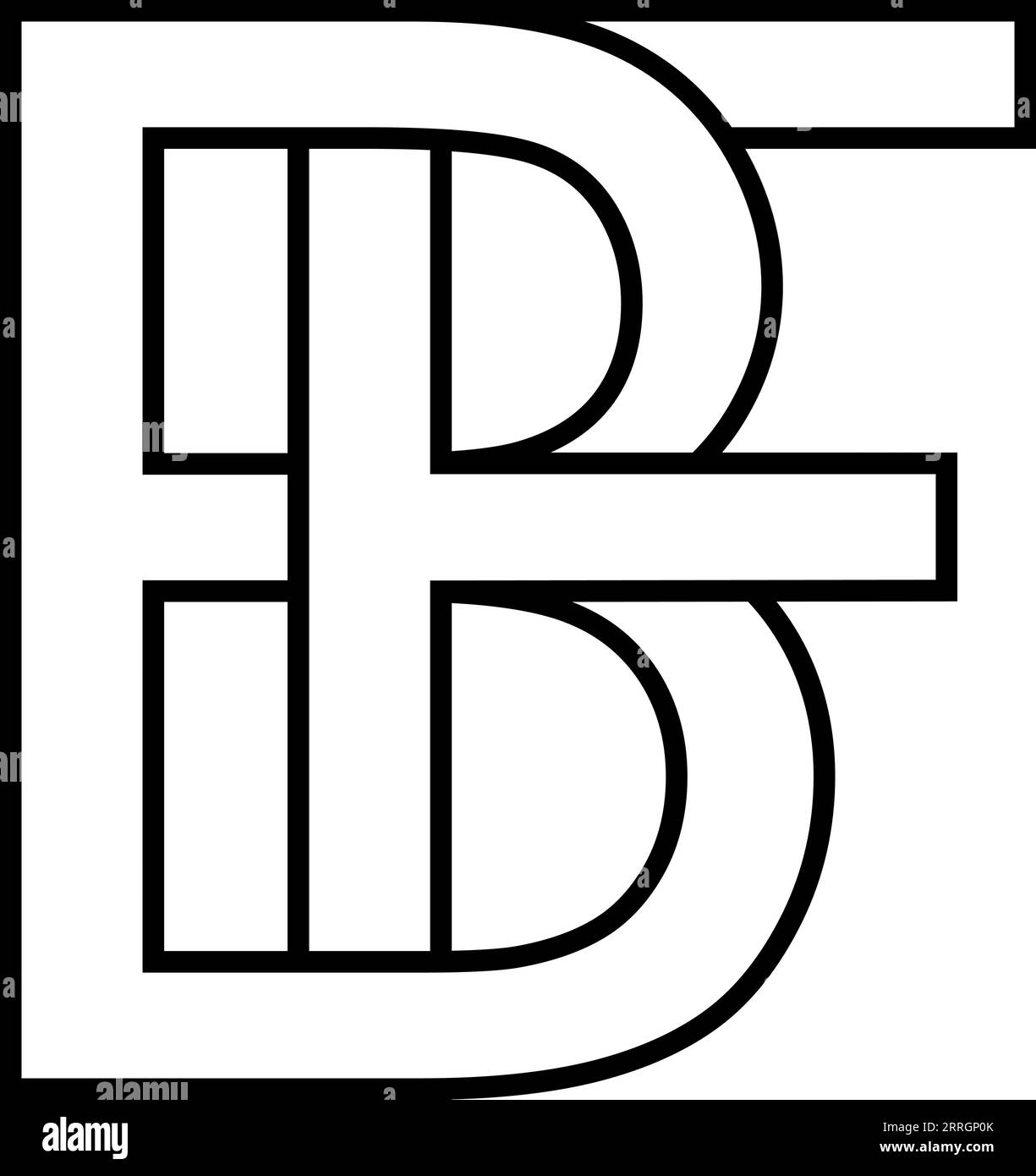 Logo Sign Bf Fb Icon Sign Two Interlaced Letters B F Stock Vector