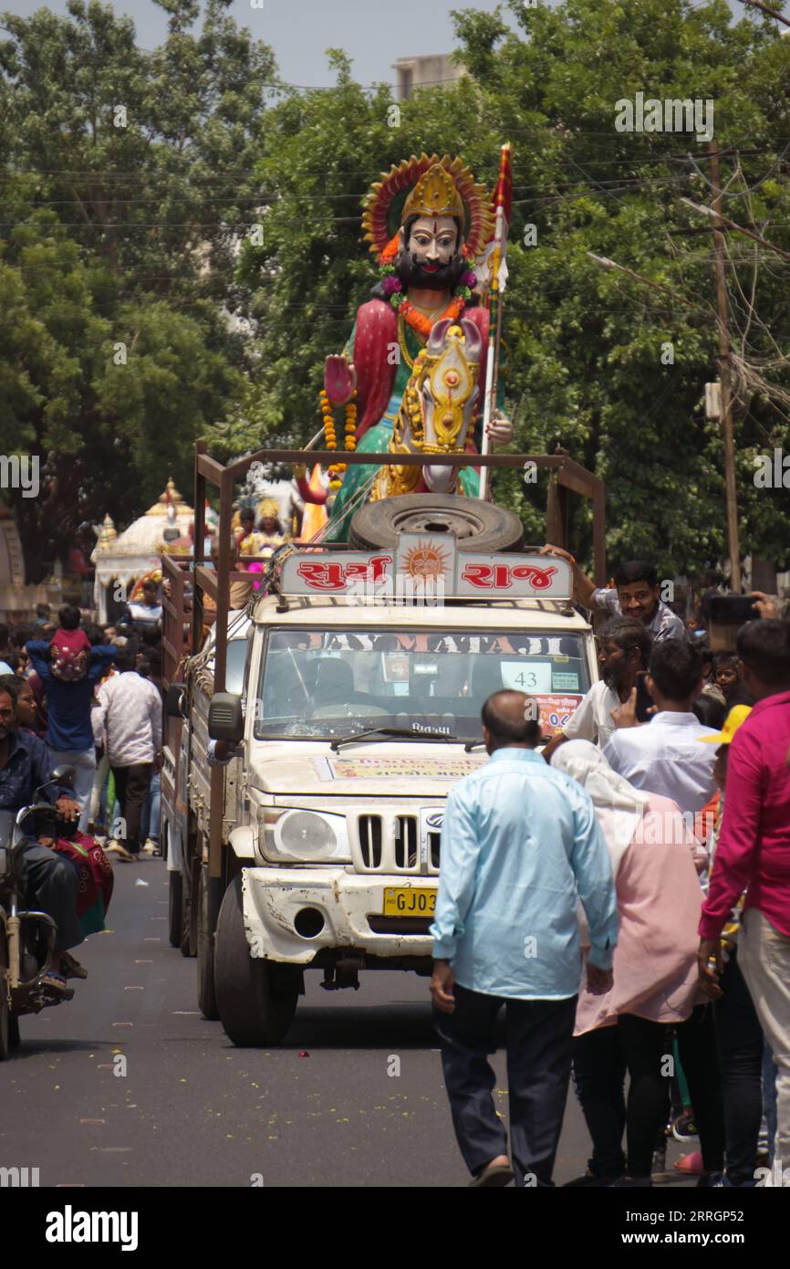 Rajkot, India. 7th September, 2023. Portrait view statue of lord Ramdev ...