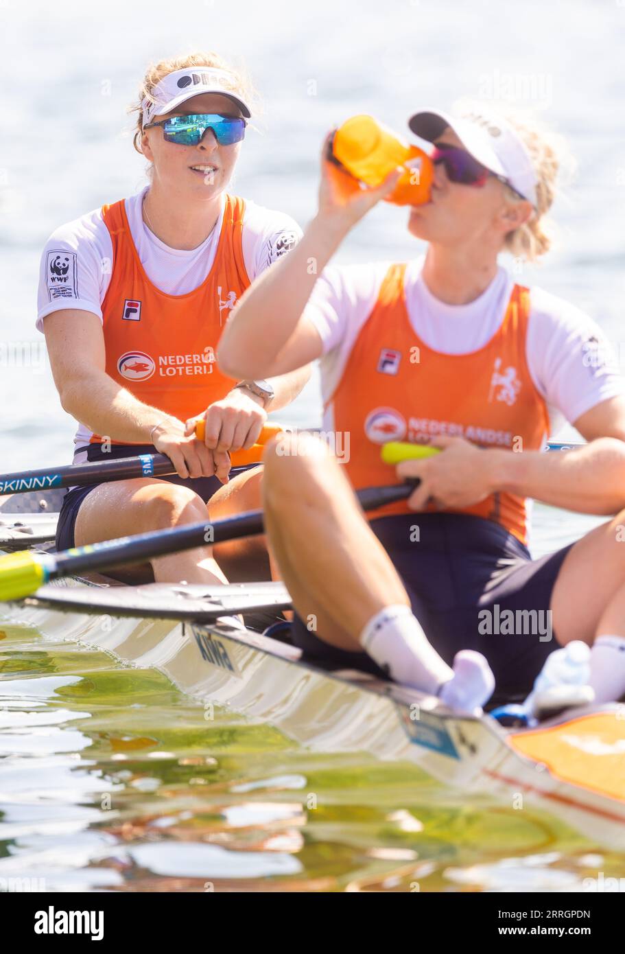 BELGRADE - Nika Johanna Vos and Lisa Scheenaard in action in the semi ...