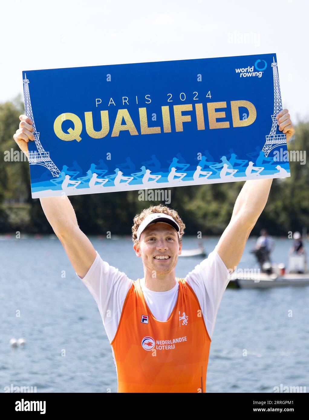 BELGRADE - Simon van Dorp in action in the semi-final single skiff ...