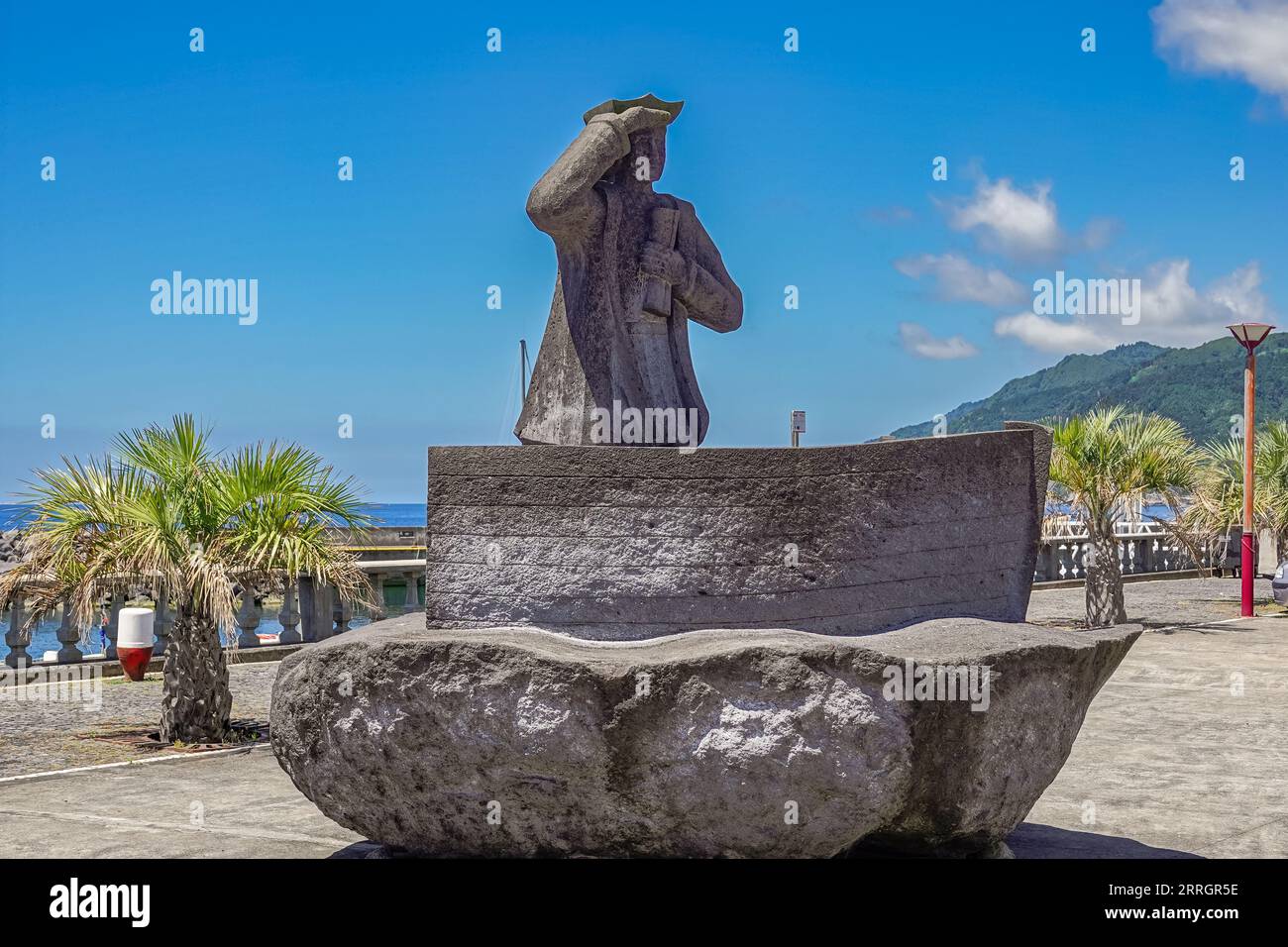 Statue of Diogo de Silves on the promenade along the marina at the ...