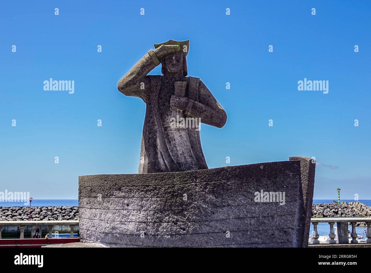 Statue of Diogo de Silves on the promenade along the marina at the ...