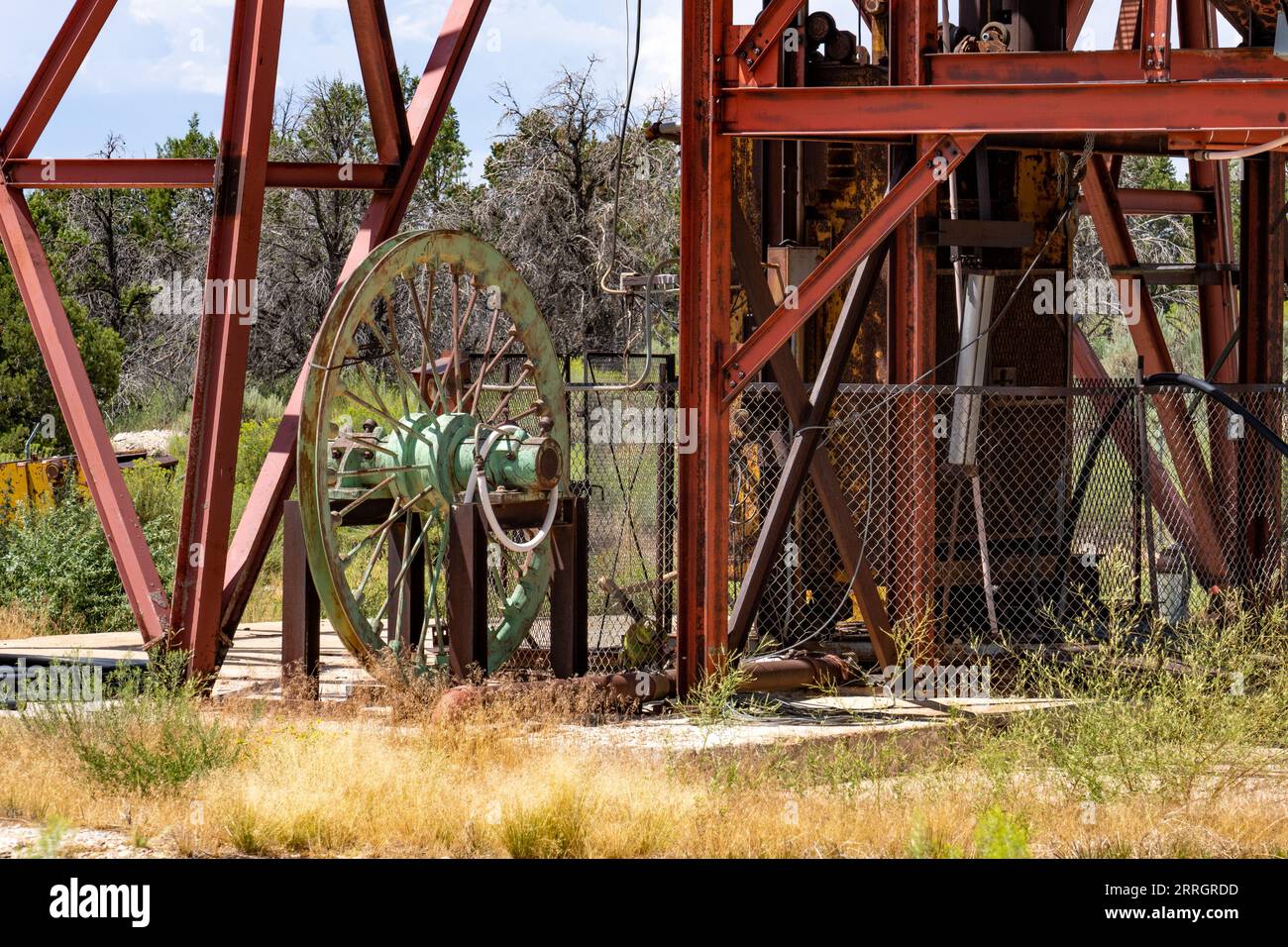 Spare sheave or pulley wheel for the headframe by the shaft of the ...