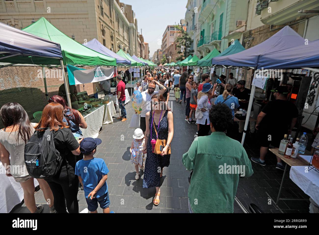 220530 -- BEIRUT, May 30, 2022 -- People visit Gemmayze Street fair in ...