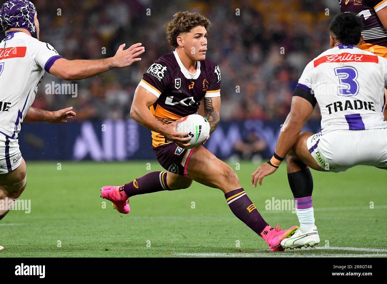 Brisbane, Australia. 08th Sep, 2023. Reece Walsh of the Broncos makes a ...