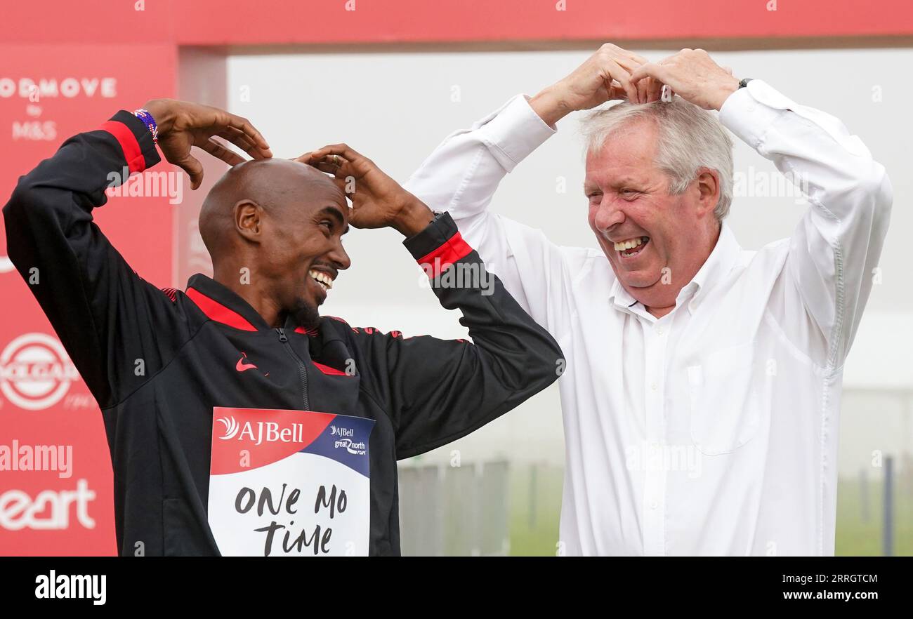 Sir Mo Farah and Sir Brendan Foster during a photocall ahead of the AJ ...