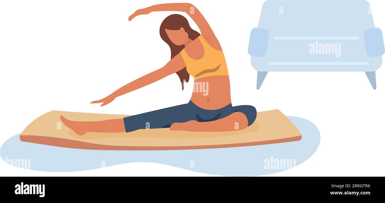 cartoon character pregnant women doing exercises. Regular physical ...