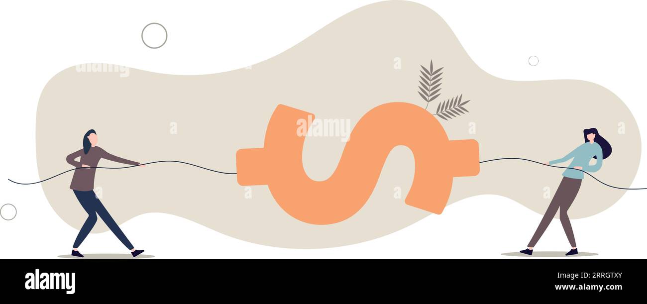 Fight for money, tug of war, business competition fight for market ...