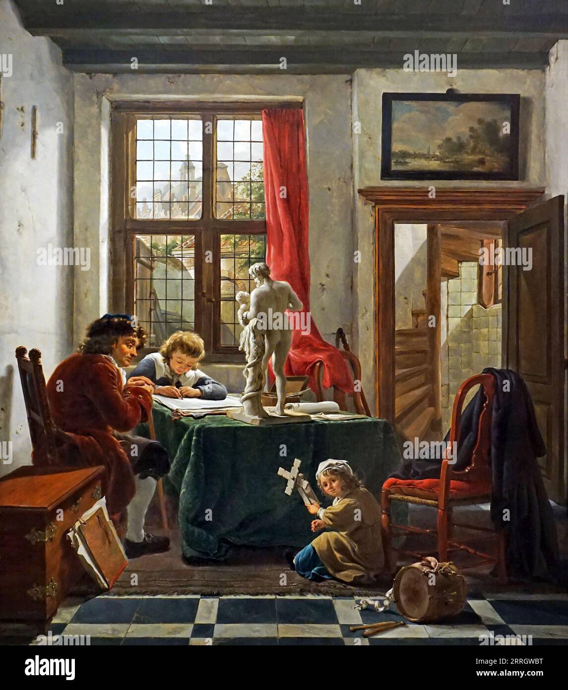 The Drawing Lesson (1896) by Abraham van Strij (1753-1826).Dutch painter.Dordrecht The ...