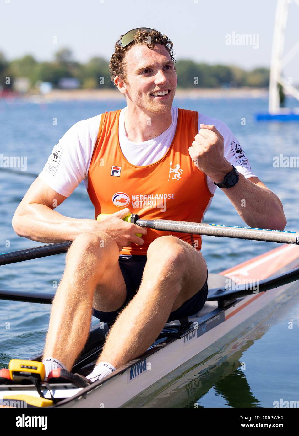 BELGRADE - Simon van Dorp in action in the semi-final single skiff ...