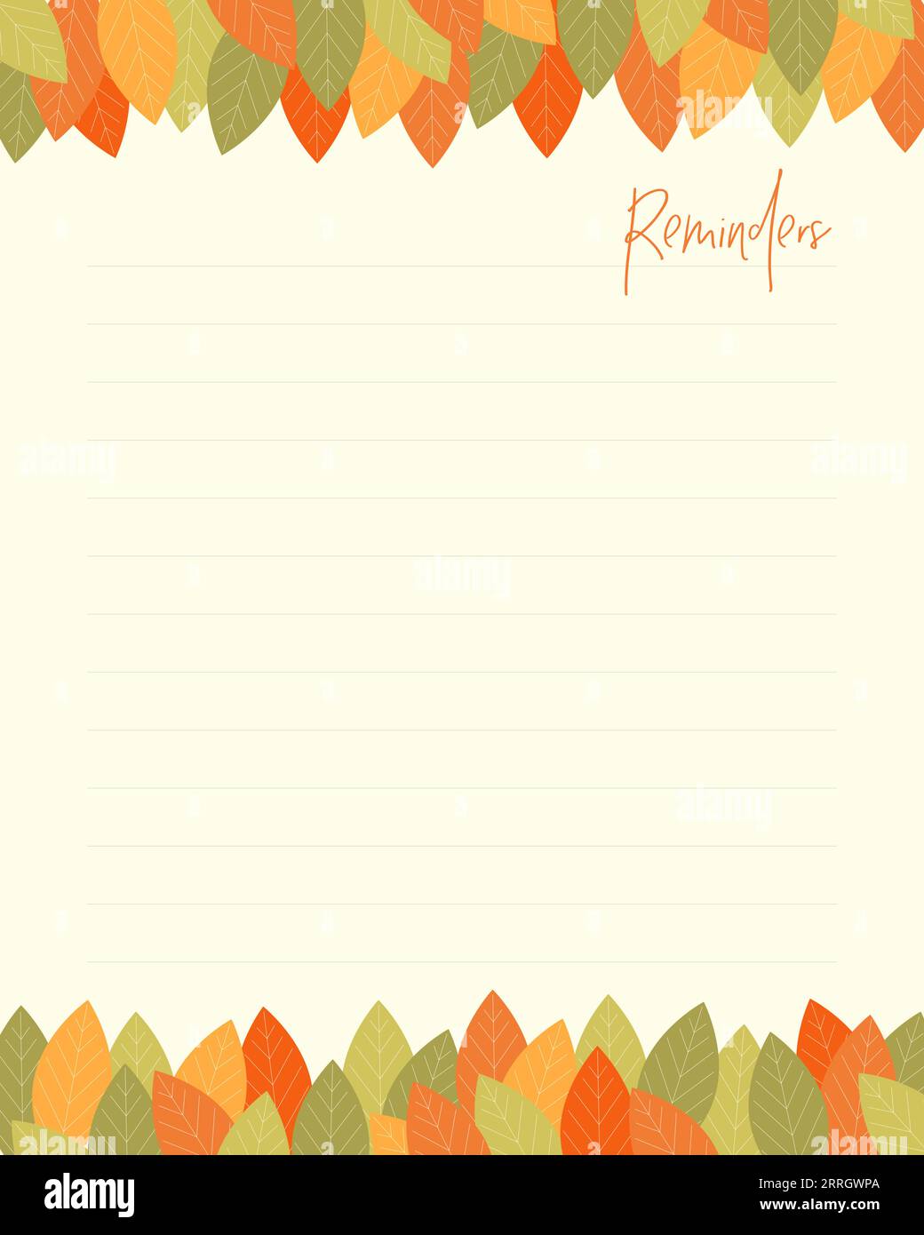 Reminder template with autumn leaves, for to-do list for planner notes ...