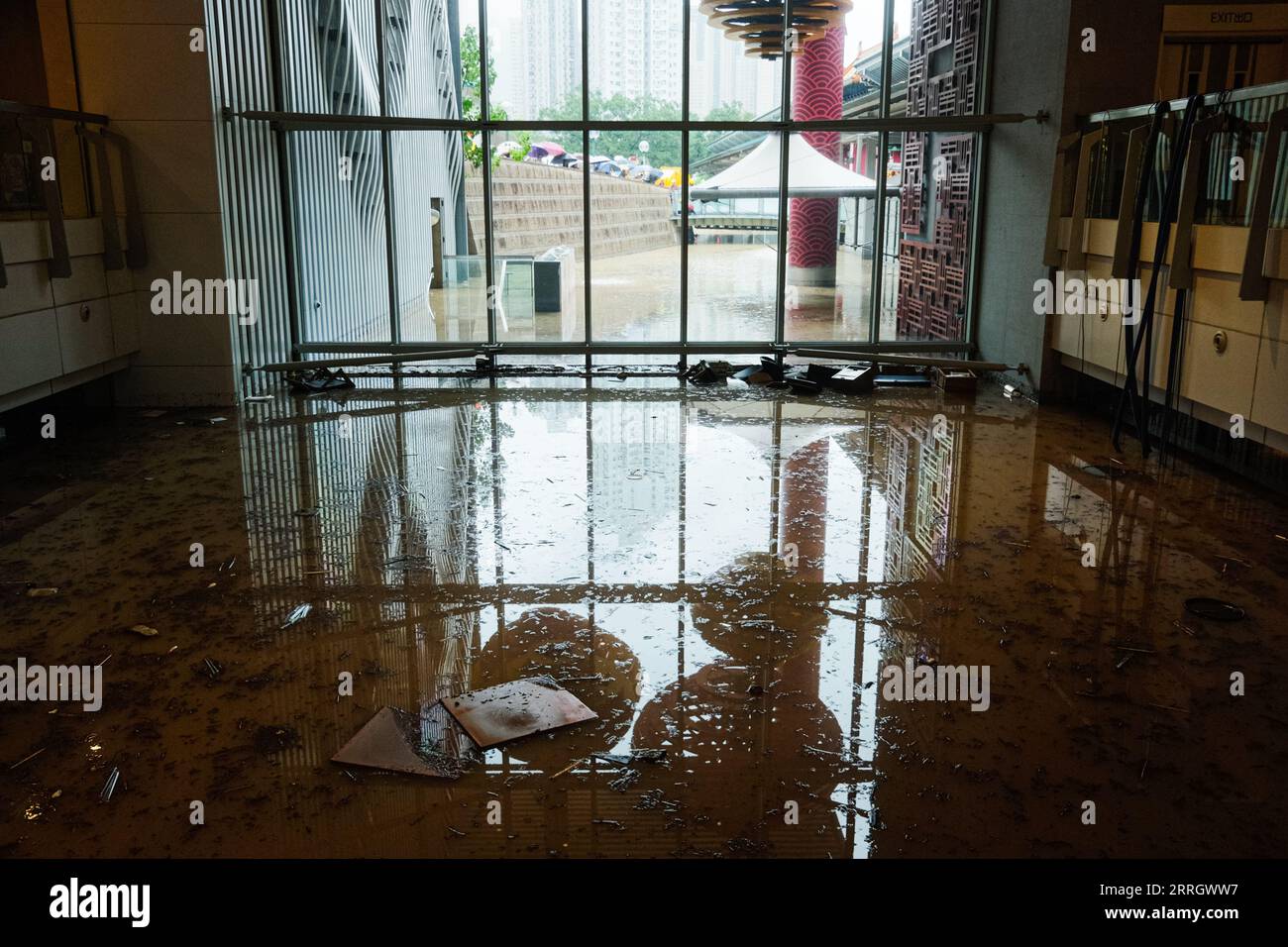 Hong Kong, China. 8th Sep, 2023. A shopping mall is partially submerged ...
