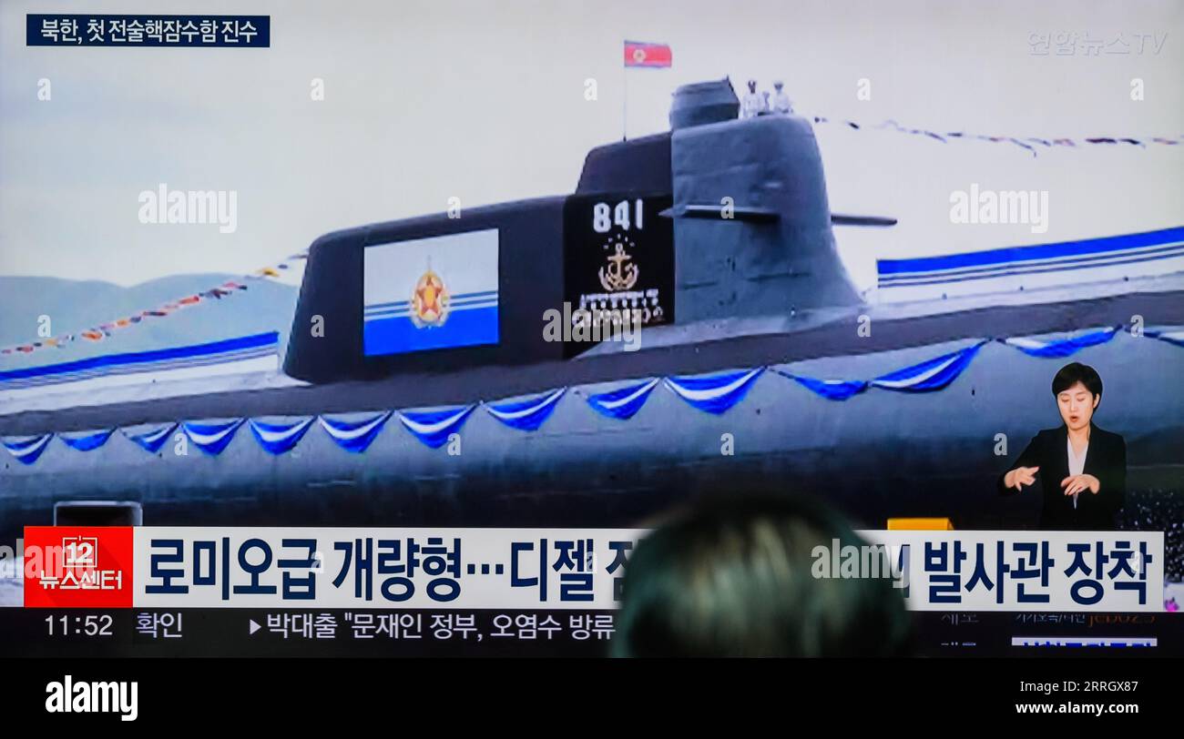 Seoul, South Korea. 08th Sep, 2023. A TV screen shows an image of North ...