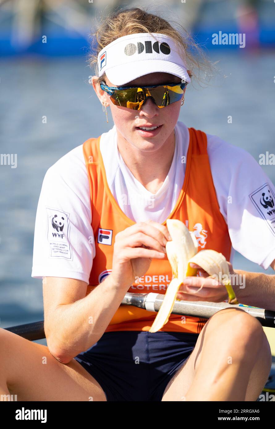 BELGRADE - Karolien Florijn in action in the semi-final single skiff ...