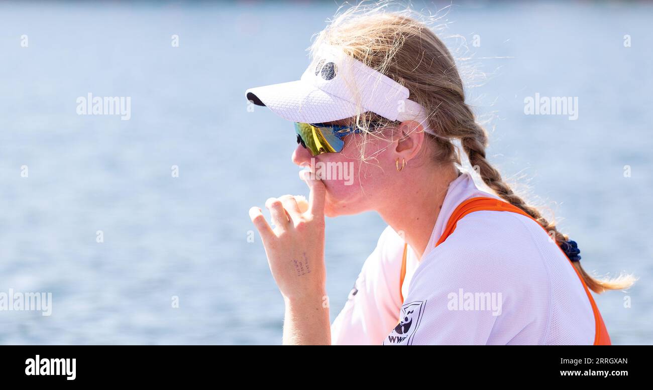 BELGRADE - Karolien Florijn in action in the semi-final single skiff ...