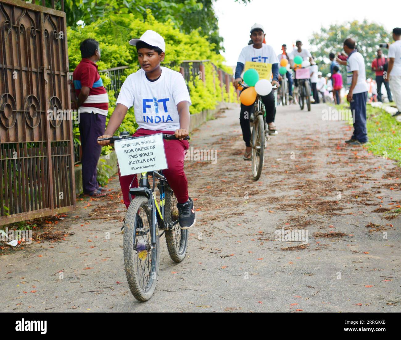220603 -- AGARTALA, June 3, 2022 -- People participate in a bicycle ...