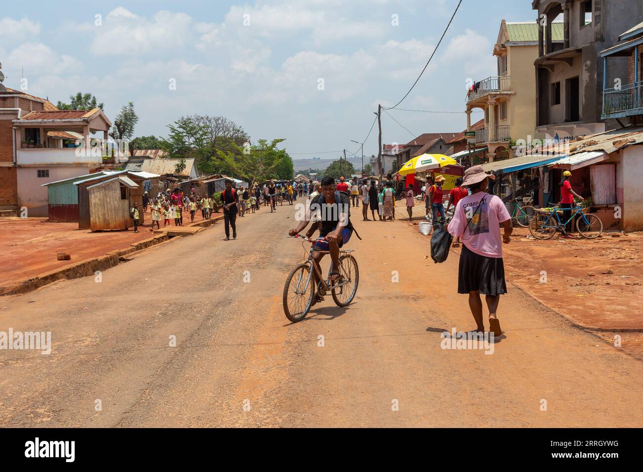 Mandoto, Madagascar - November 9th, 2022: Local residents walking and ...