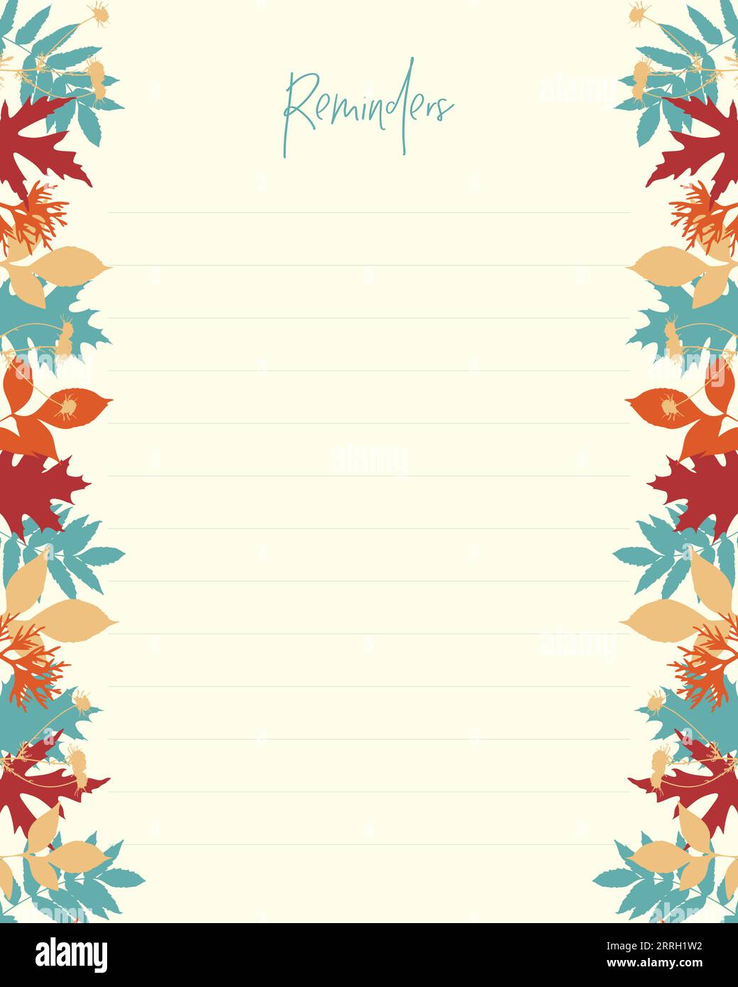 Reminder template with autumn coloring leaves, for to-do list for ...