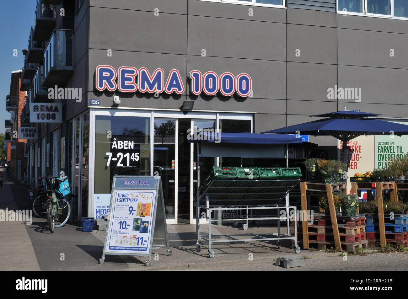Copenhagen/Denmark/08 September 2023/.Rema 1000 grocery store in danish ...