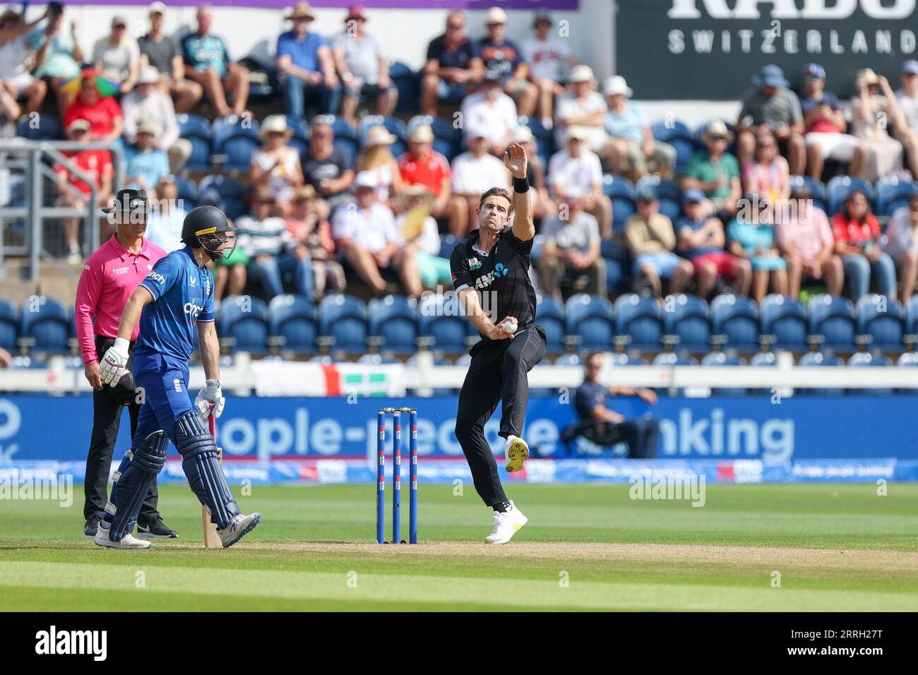 Cardiff, UK. 08th Sep, 2023. New Zealand's captain, Tim Southee opens ...