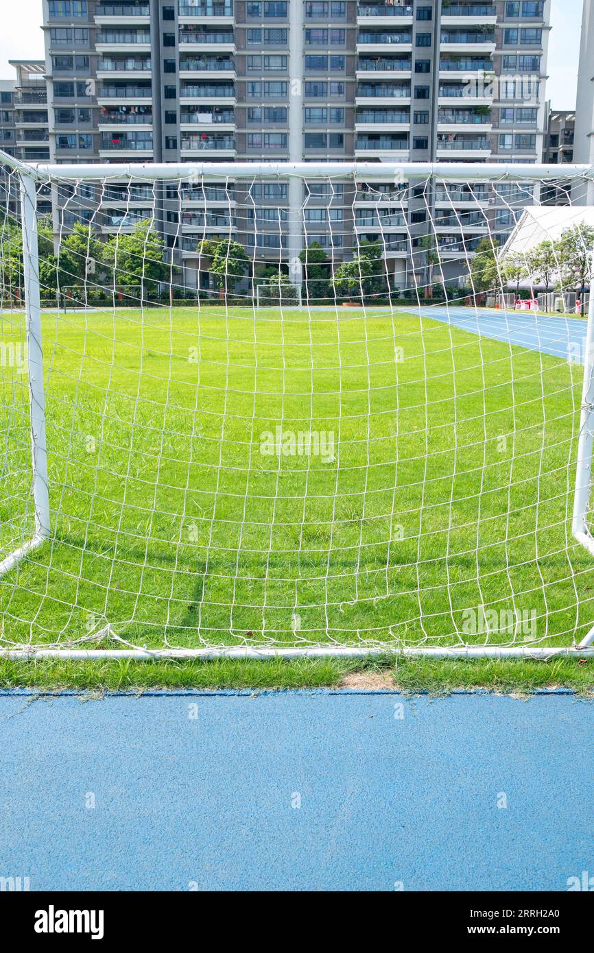 soccer field in a school vertical composition Stock Photo - Alamy