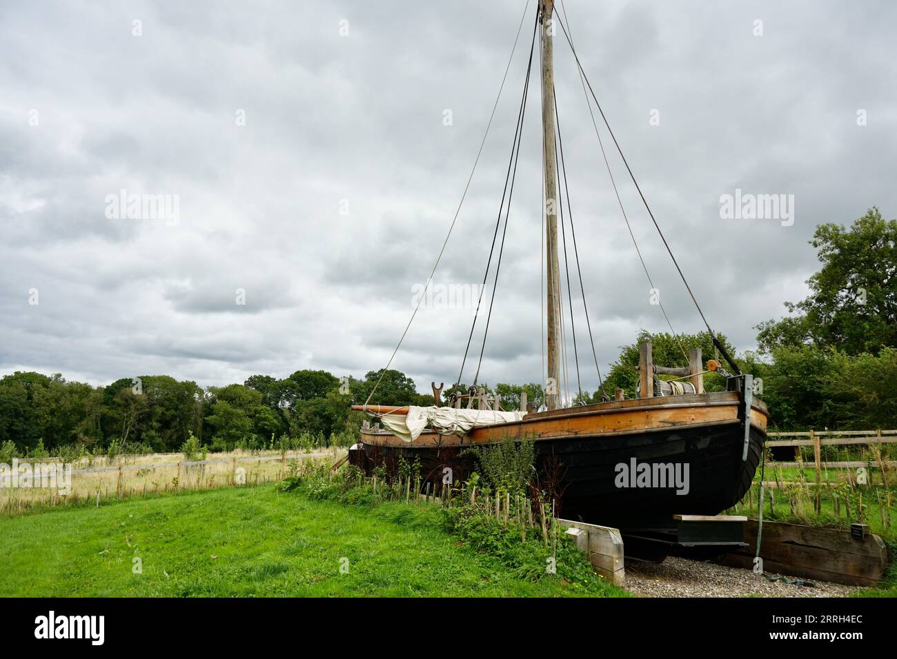 The "Hereford Bull" trow, a replica boat on The Brockhampton Estate ...