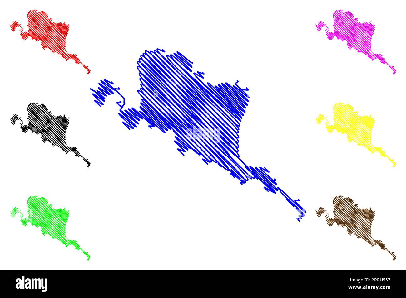 Lake Fewa (Federal Democratic Republic of Nepal) map vector illustration, scribble sketch Phewa ...