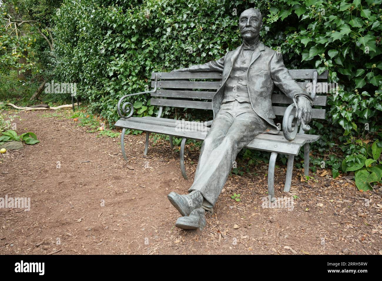 Bronze Statue of Edward Elgar sitting on a bench at his birthplace, The ...