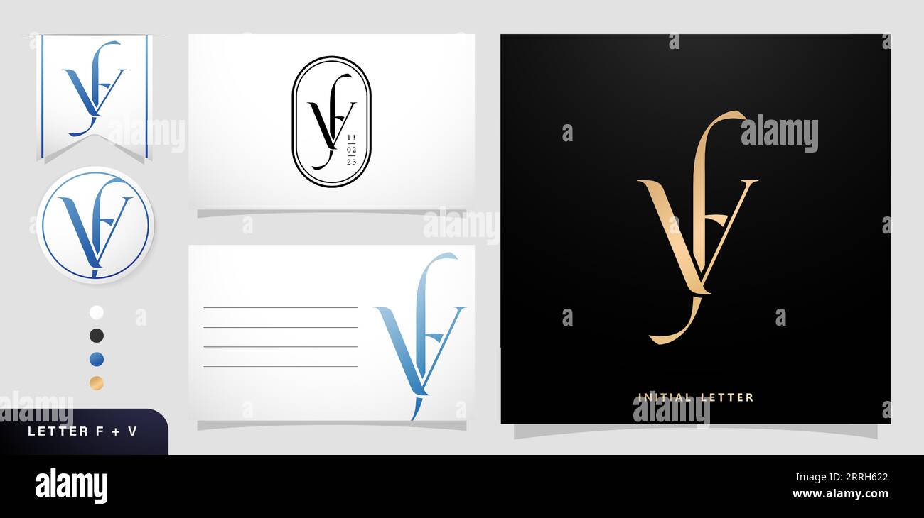 Initial Letter FV or VF monogram logo design template elements for your ...