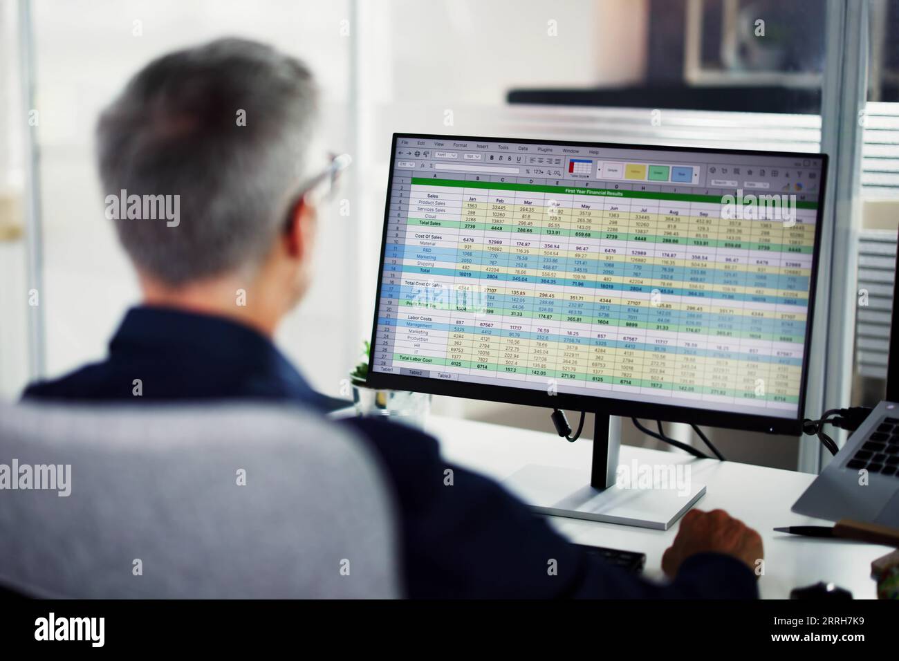 Business Data Audit Spreadsheet On Analyst Computer Stock Photo - Alamy