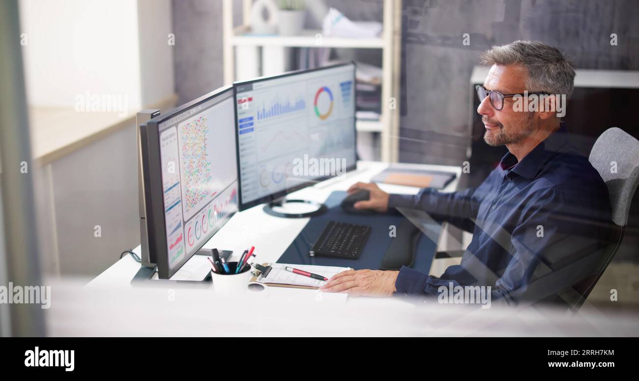 Financial Business Analytics Data Dashboard. Analyst Man Stock Photo ...