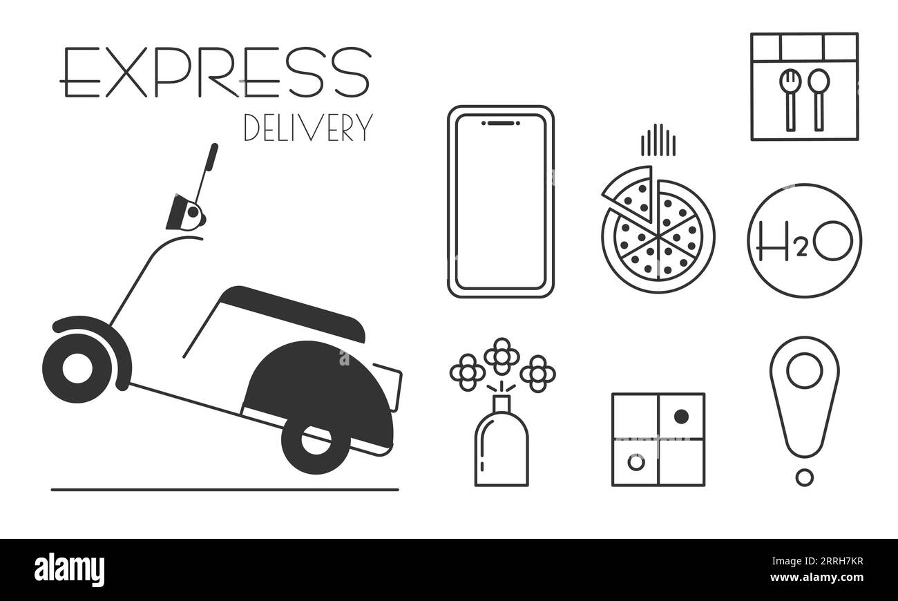 Express delivery ride motorcycle icon symbol set Stock Vector Image ...