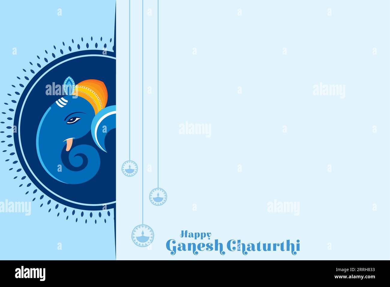 Vector Illustration of Happy Ganesh Chaturthi text and Ganesh with a ...