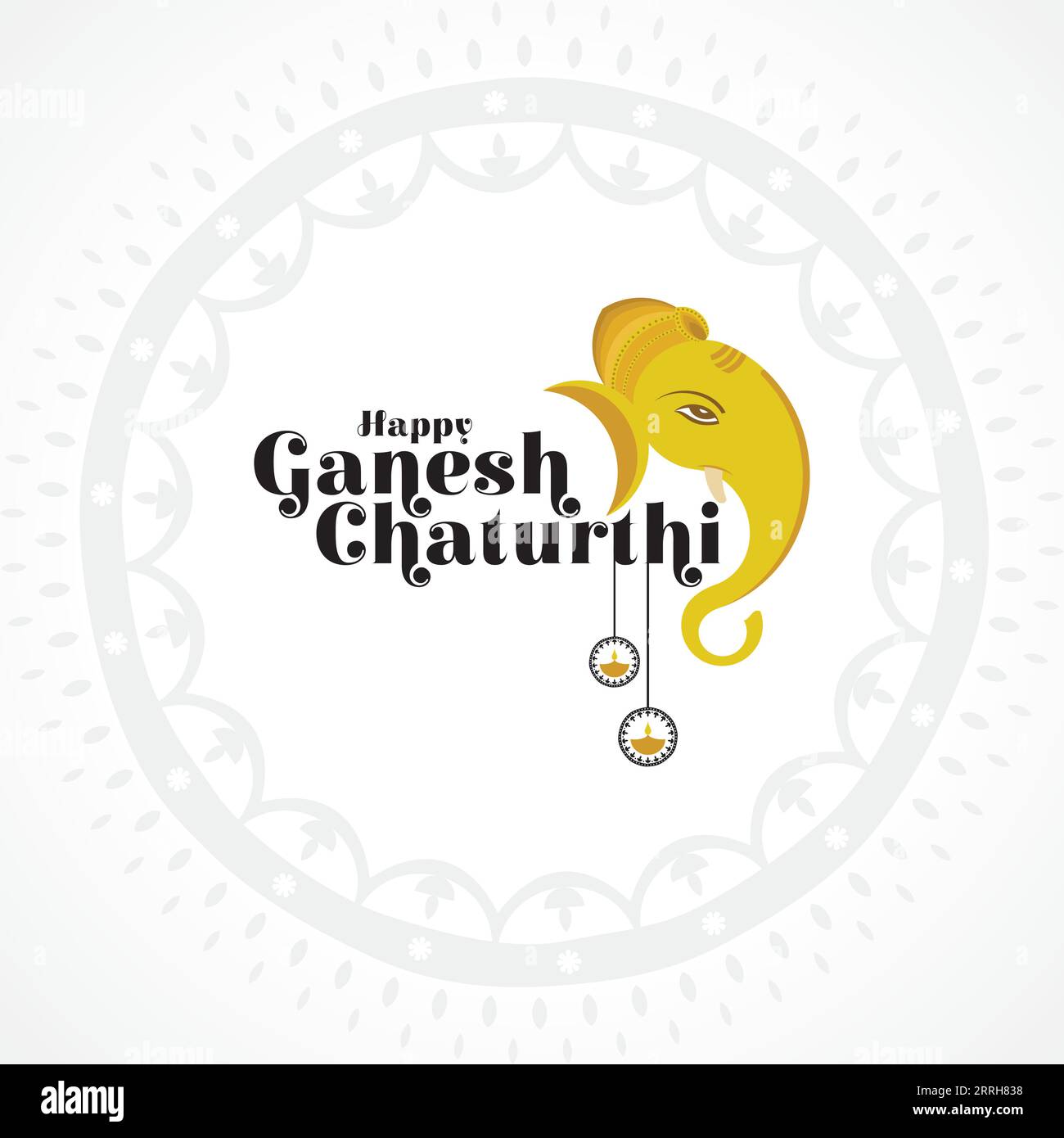 Vector Illustration of Happy Ganesh Chaturthi text and Ganesh with a ...