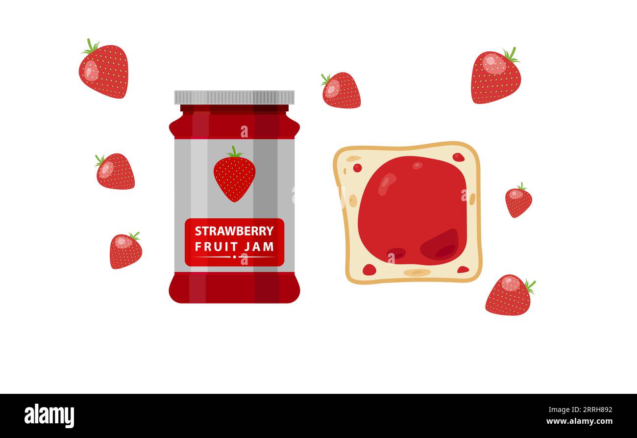 Toast with strawberry jam Stock Vector Images - Alamy